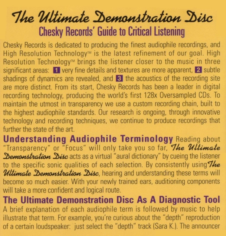 필청음반 소개 - Chesky Records의 The Ultimate Demonstration Disc (일명 귀CD ...