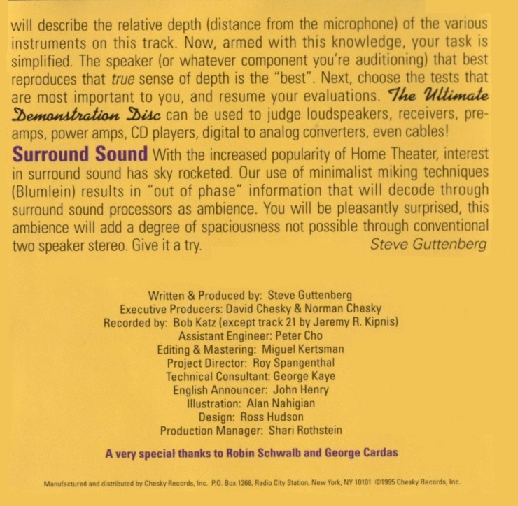 필청음반 소개 - Chesky Records의 The Ultimate Demonstration Disc (일명 귀CD ...