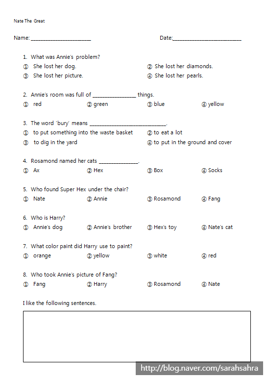 Nate The Great Worksheets