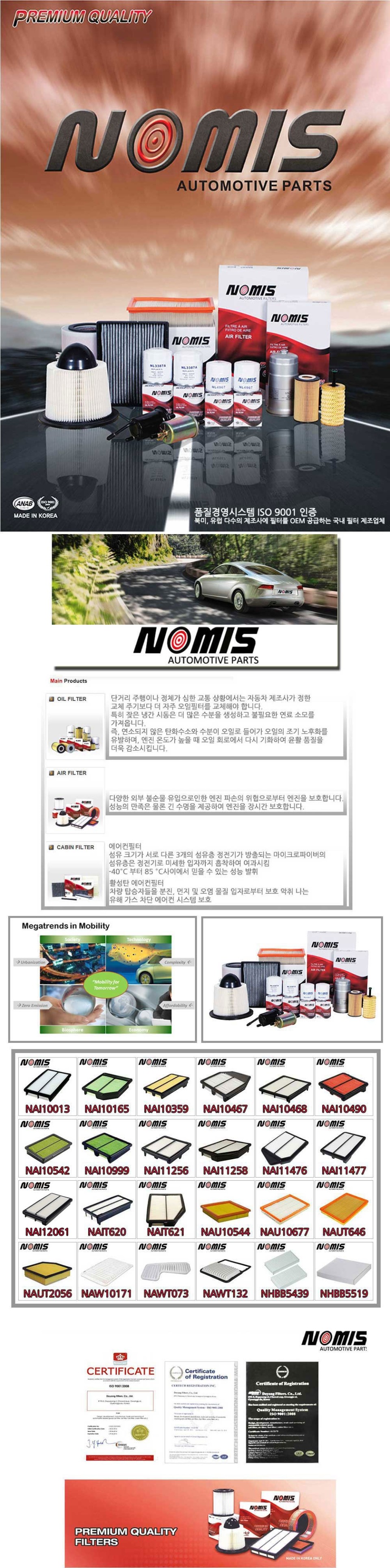 HONDA Odyssey 3.5 [18~21년] (혼다 오딧세이) NOMIS (노미스) 에어필터 NAI12061 ...