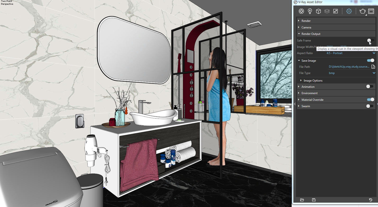 [스케치업 브이레이 - 초급] Safe Frame : 네이버 블로그