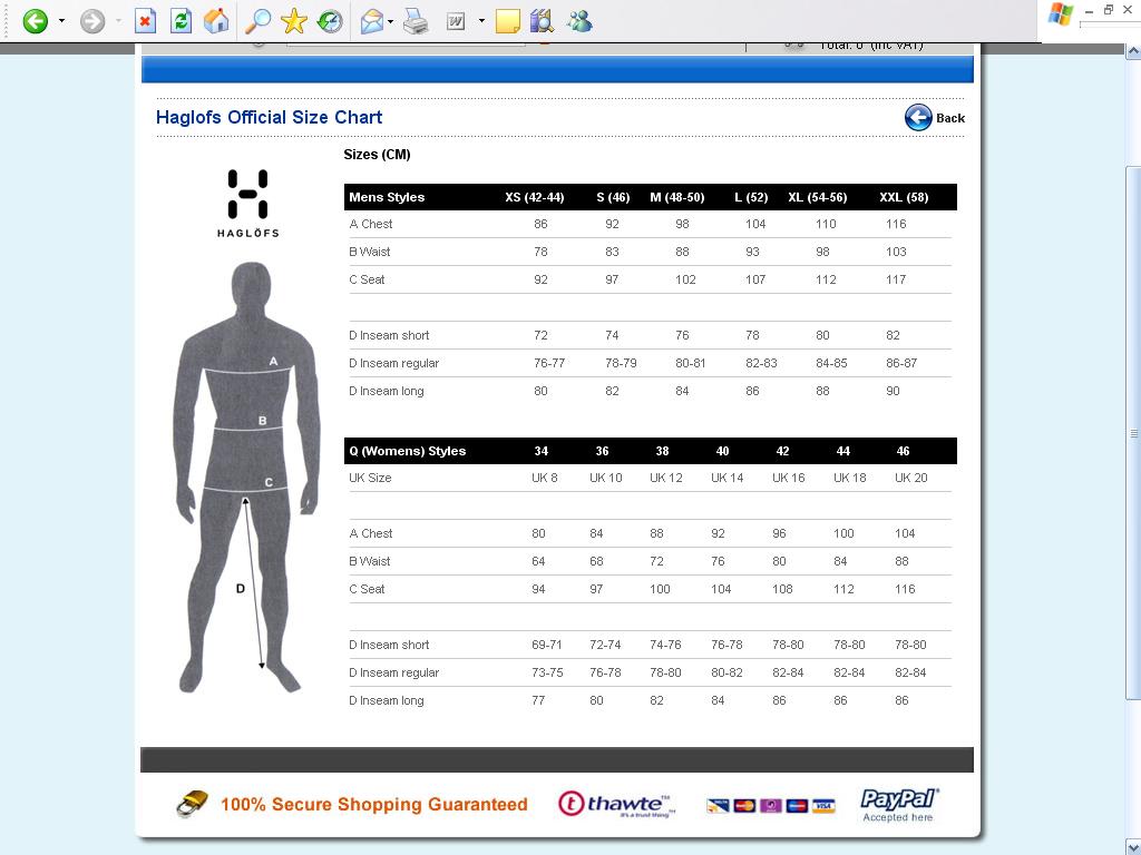 Haglöfs Size Chart. 하글룁스 트라우저, 유로 사이즈 조견표 : 네이버 블로그