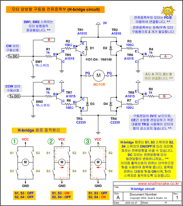 [펌] DC 모터 구동용 전류증폭부 (H-bridge) : 네이버 블로그